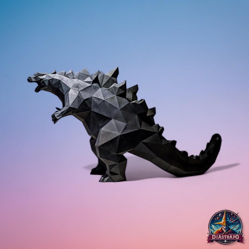 Godzilla Polygonal Metal Statue/geometric Metal Godzilla Statue/low ...