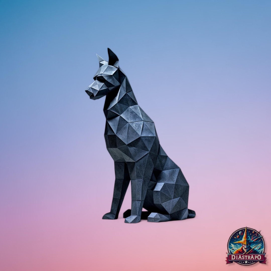Sitting Doberman Polygonal/sitting Doberman Geometric/sitting Doberman ...