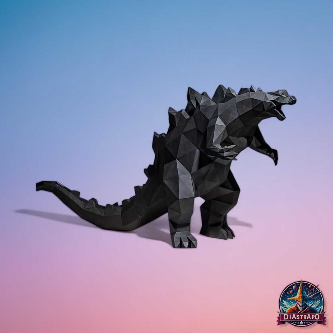 Godzilla Polygonal Metal Statue/geometric Metal Godzilla Statue/low ...