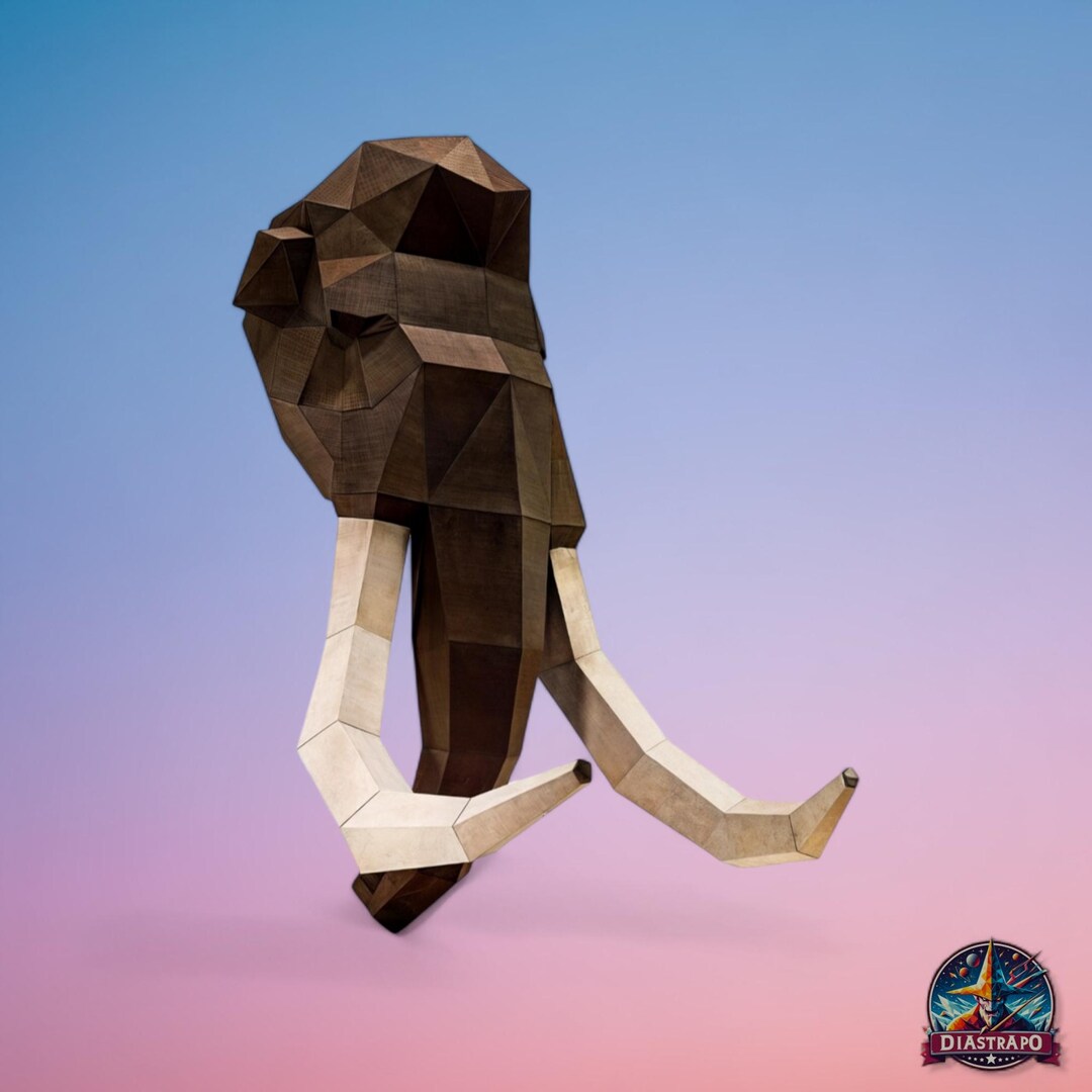 Mammoth Head Polygonal Metal /geometric Metal Mammoth Head Statue/low ...