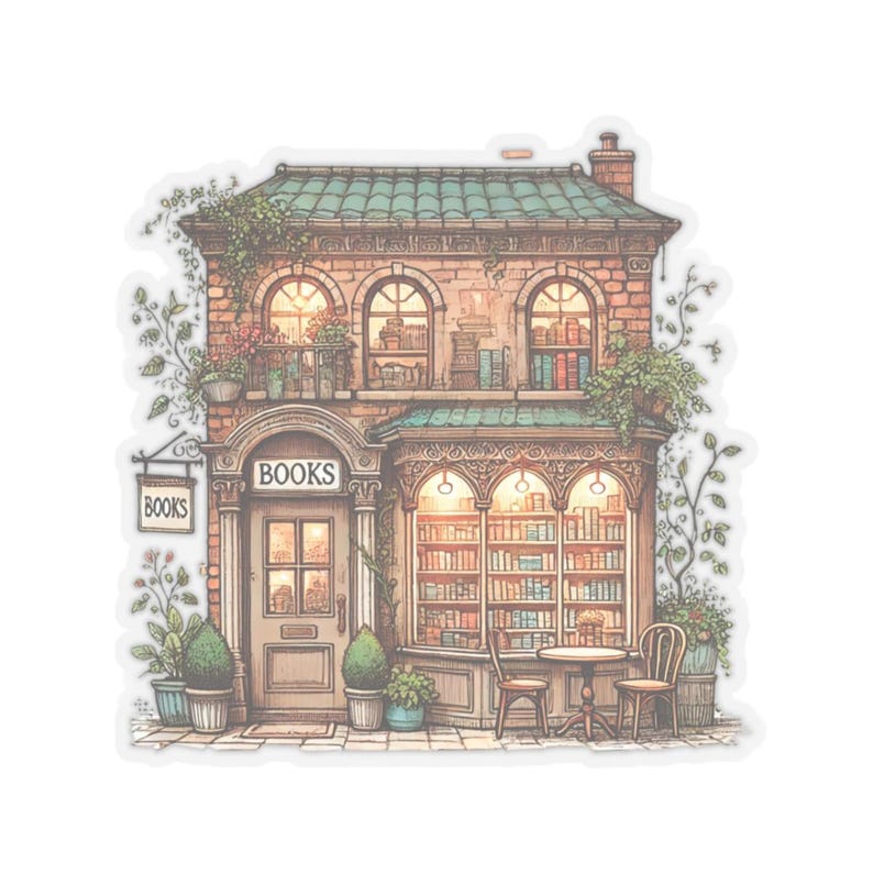 Charming Rustic Bookstore Sticker | Vintage Cottagecore Aesthetic - Etsy