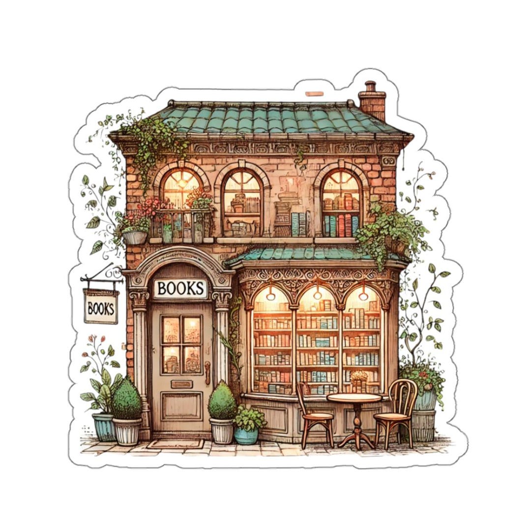 Charming Rustic Bookstore Sticker | Vintage Cottagecore Aesthetic - Etsy