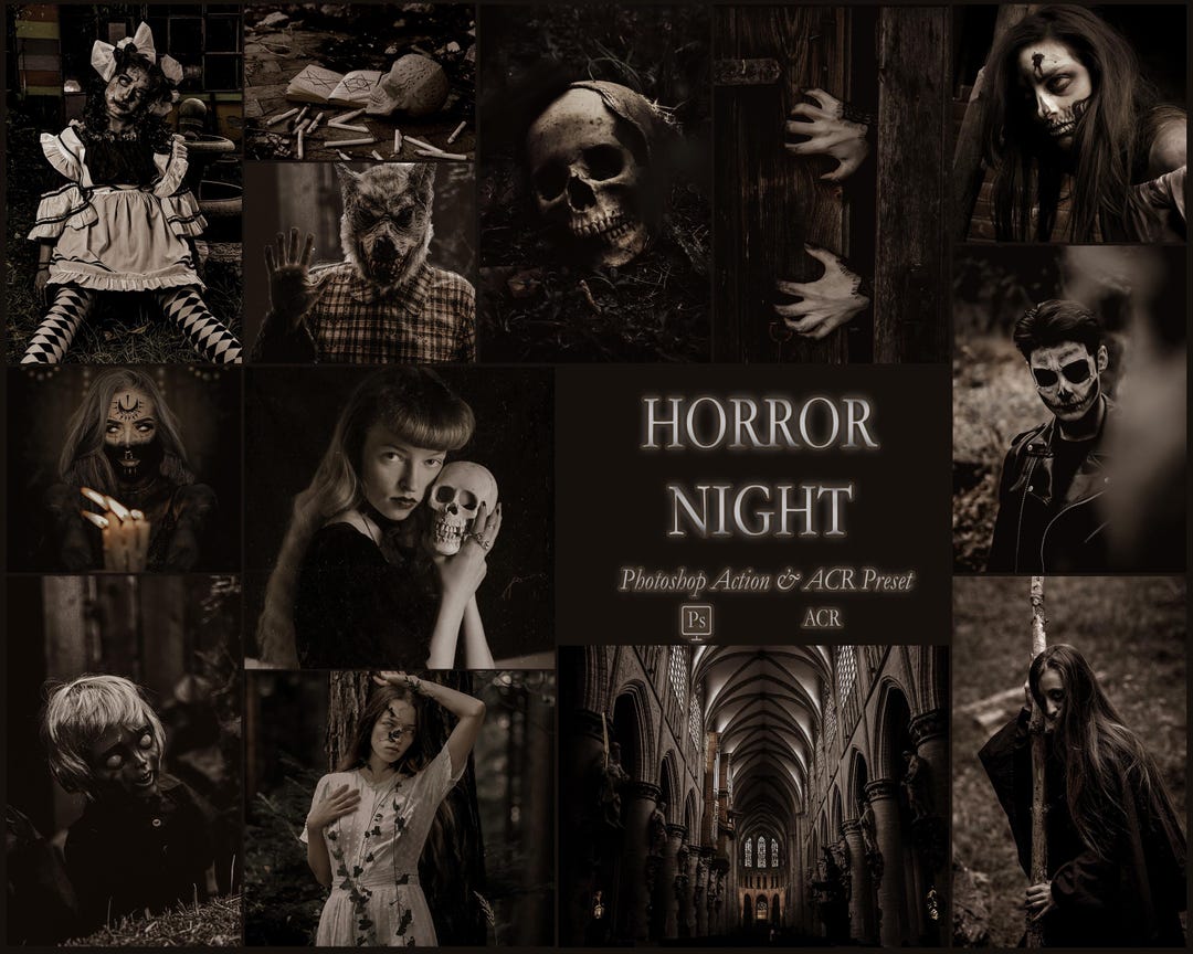 Horror Night Photoshop Actions: Moody Halloween Photo Editing (ACR ...