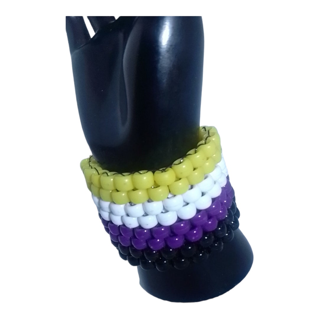 Non-binary Kandi Cuff-rave Bracelet-edm Stretchy Pony Beads-pride LGBT Music Festival - Etsy