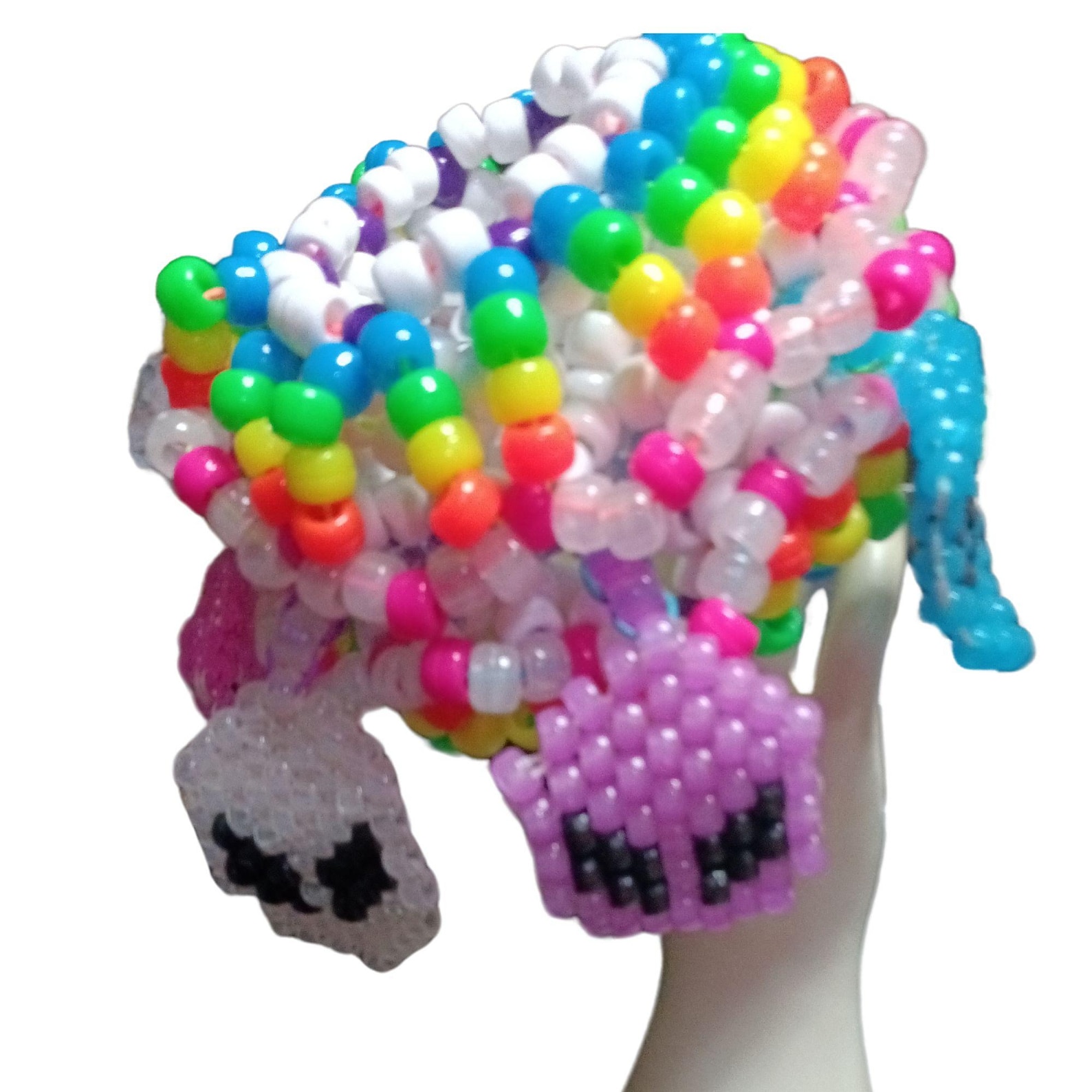 Rainbow Glow-n-dark Alien Faces Rotating Around Rainbow UFO Cuff EDM ...