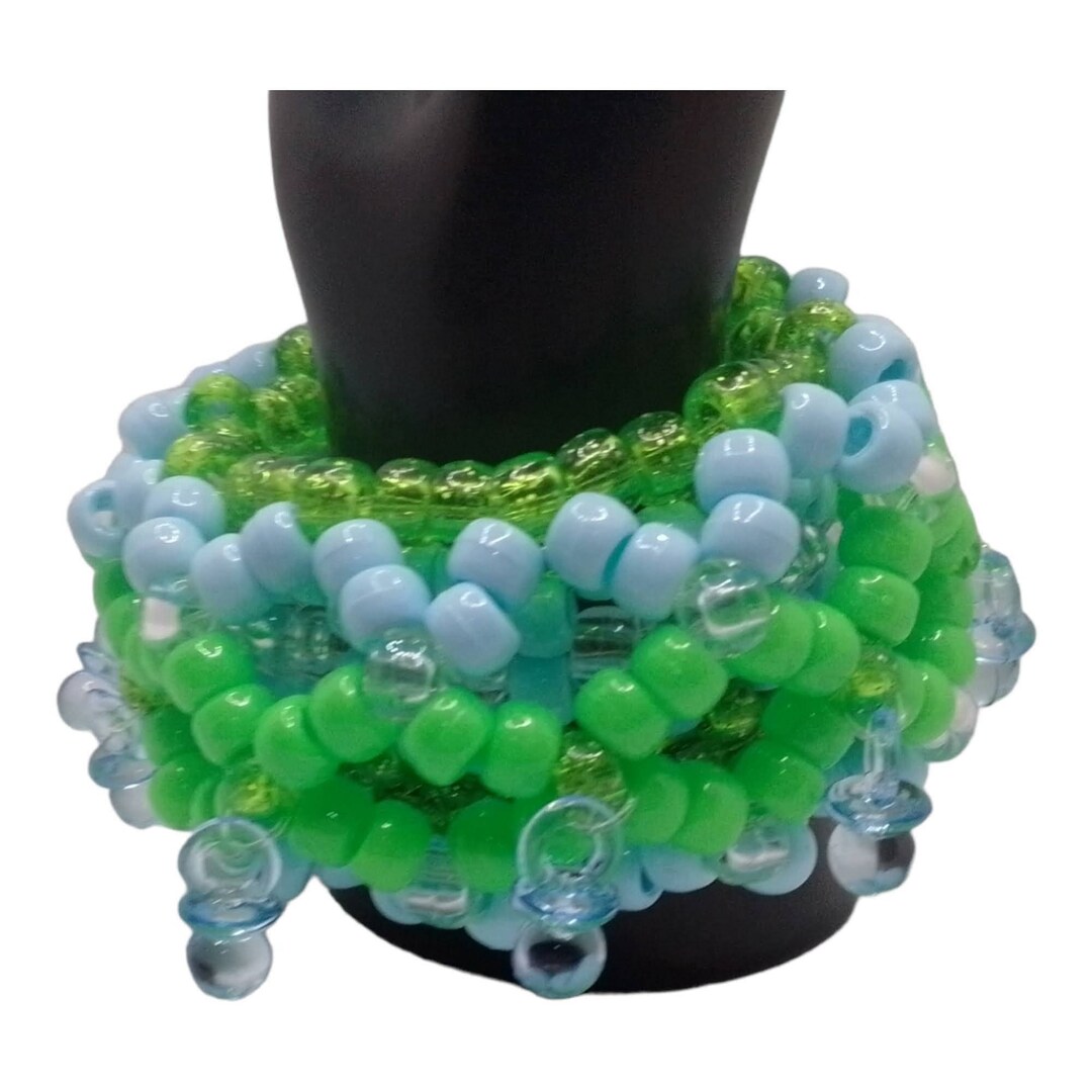 3d Kandi Cuff-10 Hanging Blue Pacifiers-raver Shaker Bracelets-baby ...