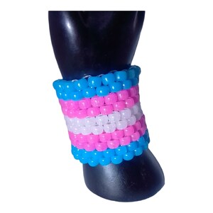 Trans Pride Kandi Cuffs – Glow & Neon Beaded Bracelets, Upper Arm Band ...