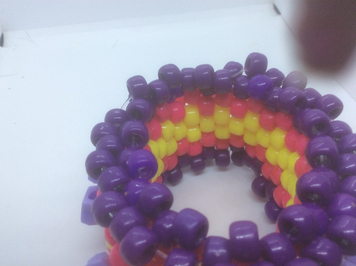 Kandi Rotating Cuff Pink Purple Neon Yellow Kandi Bracelet - Etsy