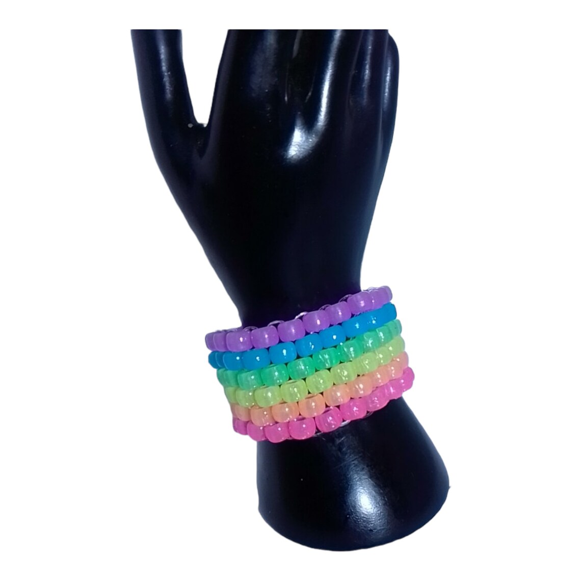 2 Rainbow Pride Kandi Cuffs-glow and Neon EDC Kandi - Etsy