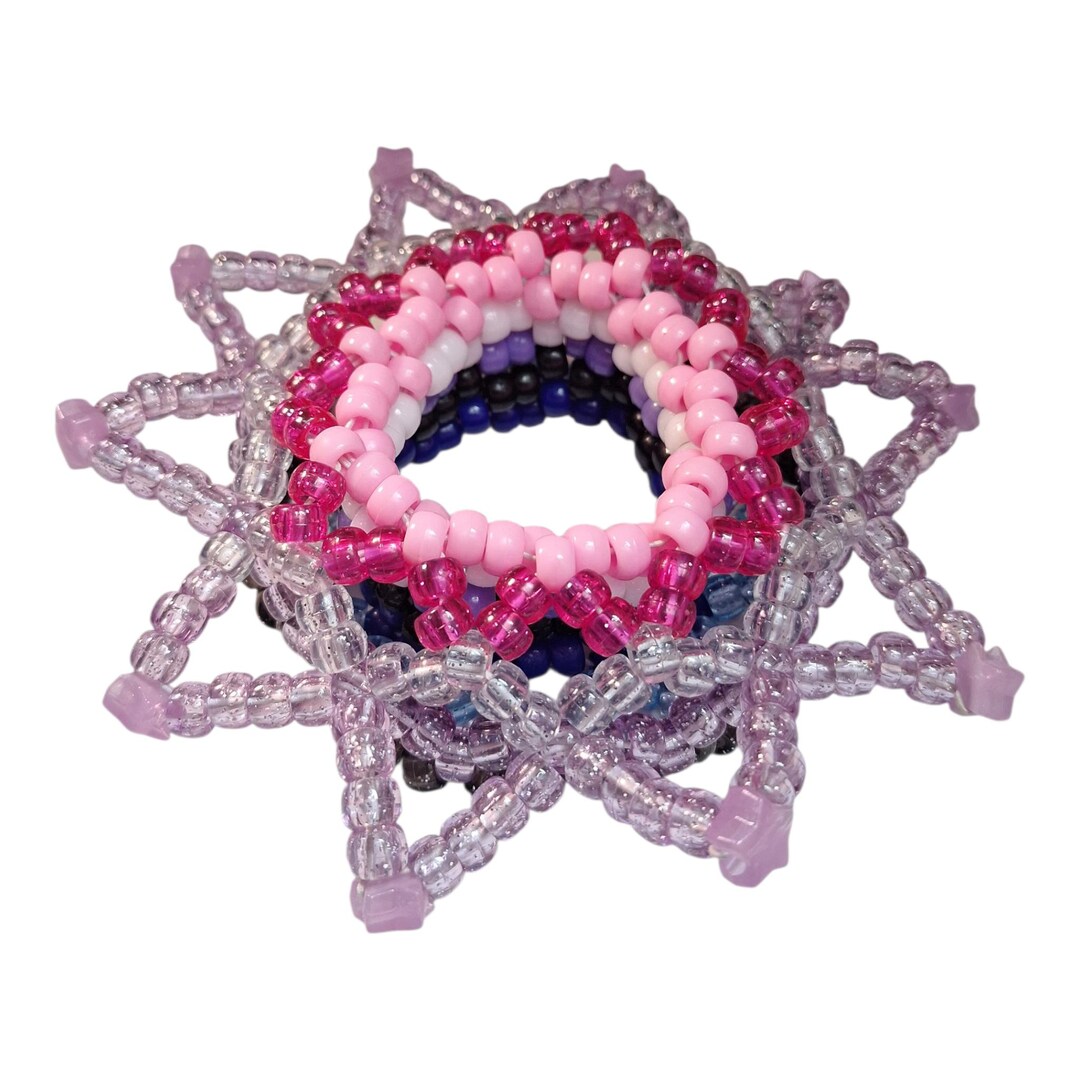 Gender Fluid Rotating Kandi Cuff – Pony Beads Fidget Bracelet Handmade ...