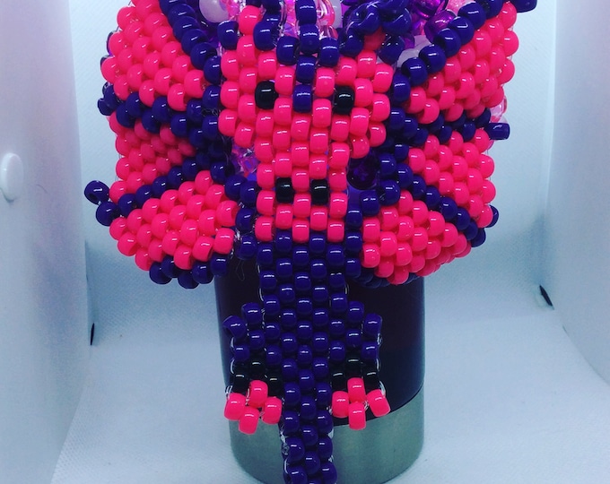 3d Pink/purple Epic Kandi Cuff W/neon Pink Mini Pony Beaded - Etsy