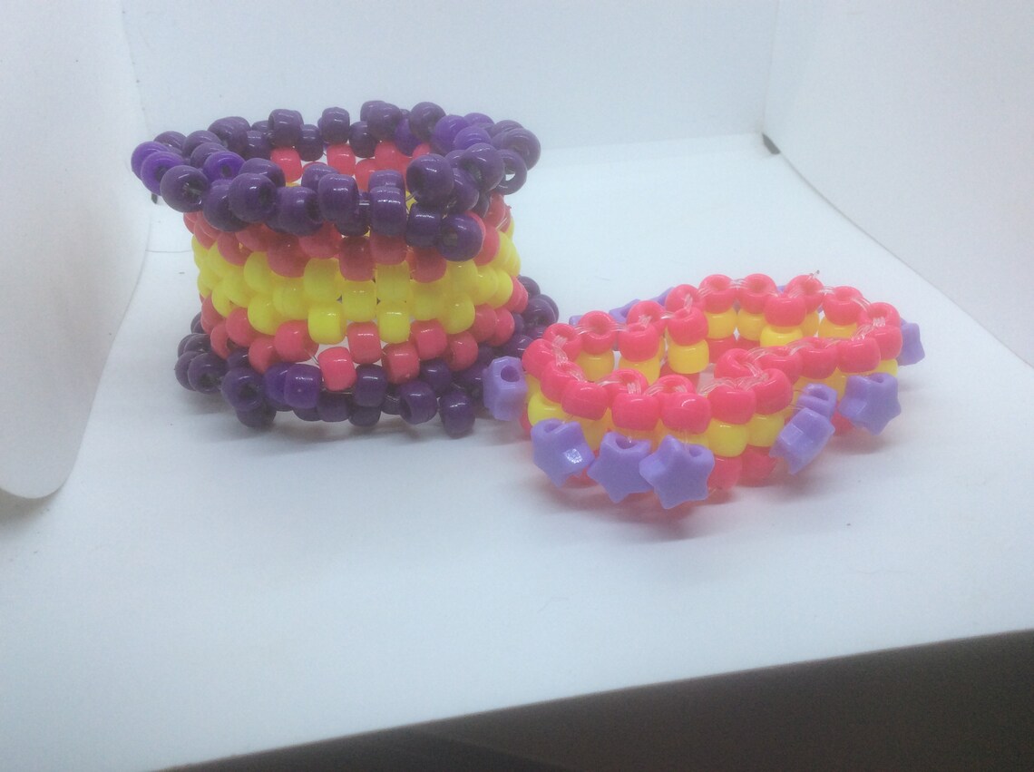 Kandi Rotating Cuff Pink Purple Neon Yellow Kandi Bracelet - Etsy
