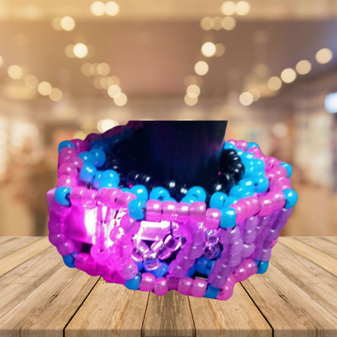 Purple Blue Kandi Carousel Cuff, Glow-in-dark Pony Beads and A Light - Etsy