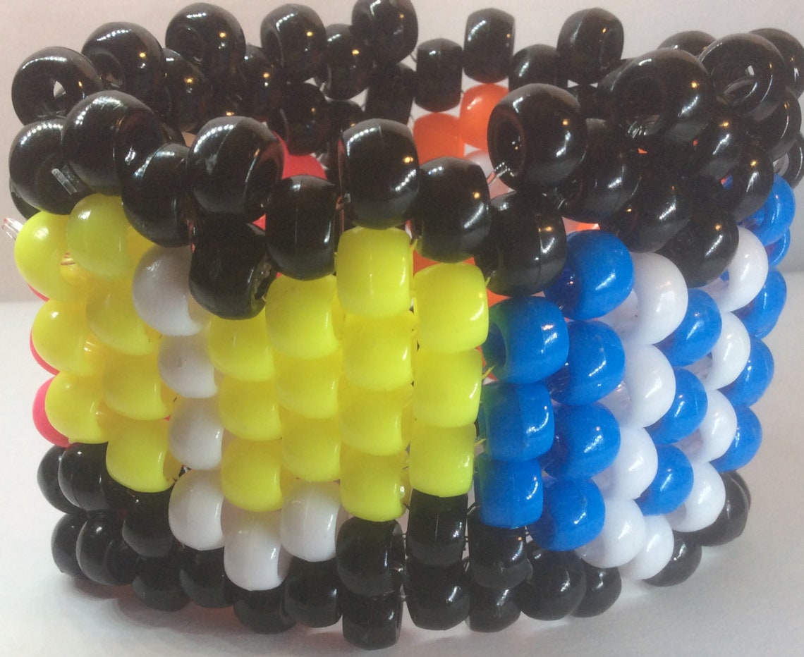 Kandi Cuff Rave Bracelet PLUR in Neon Hearts Stretchy String - Etsy