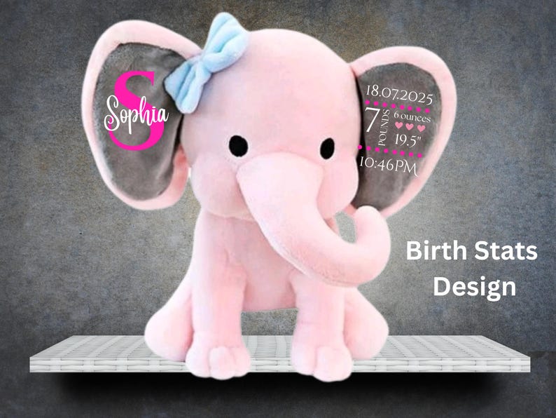 Customised Elephant Birth Stat, New Mother Gift, Baby Shower Gift ...