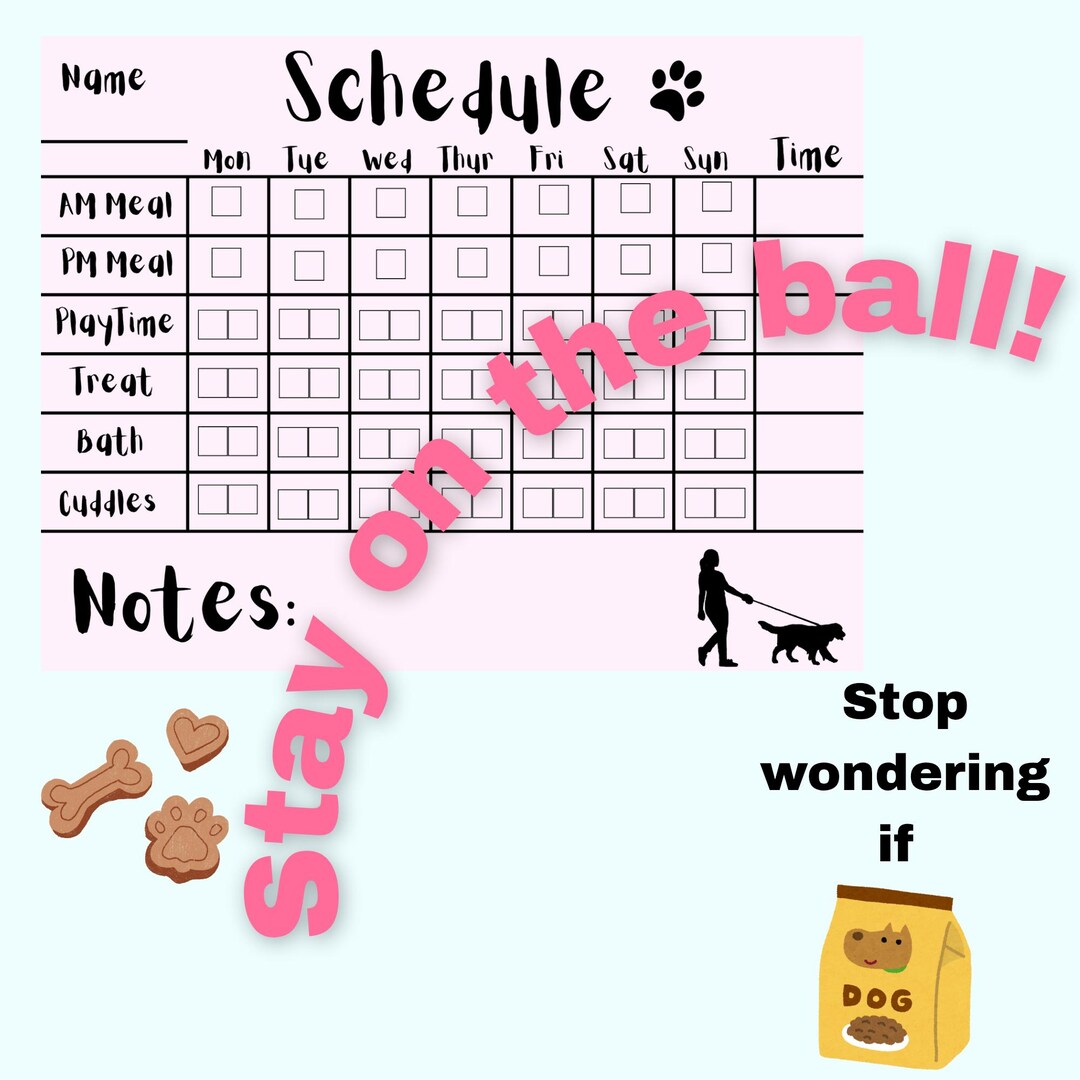 Pet Schedule, Dog Daily Tracker, Digital Download, Pink Daily Planner ...