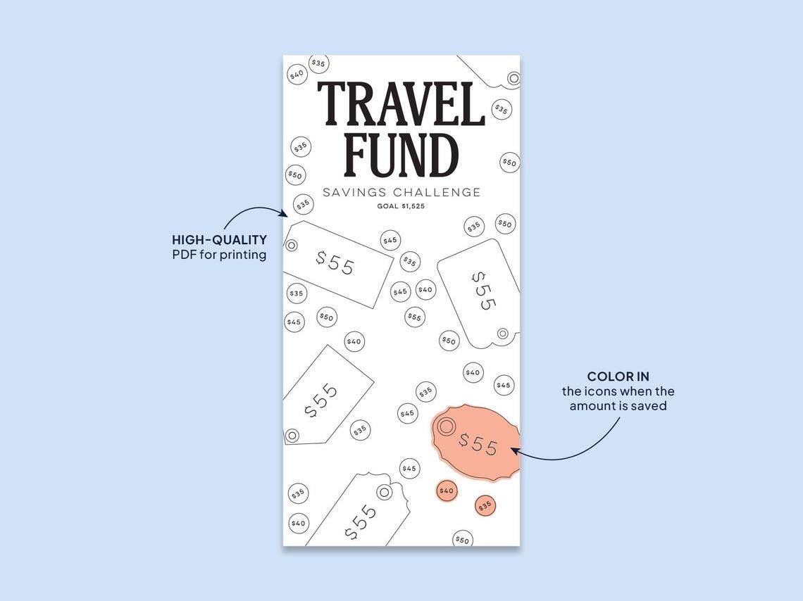 Travel Fund Savings Challenge Printable, Mini Savings Challenge ...