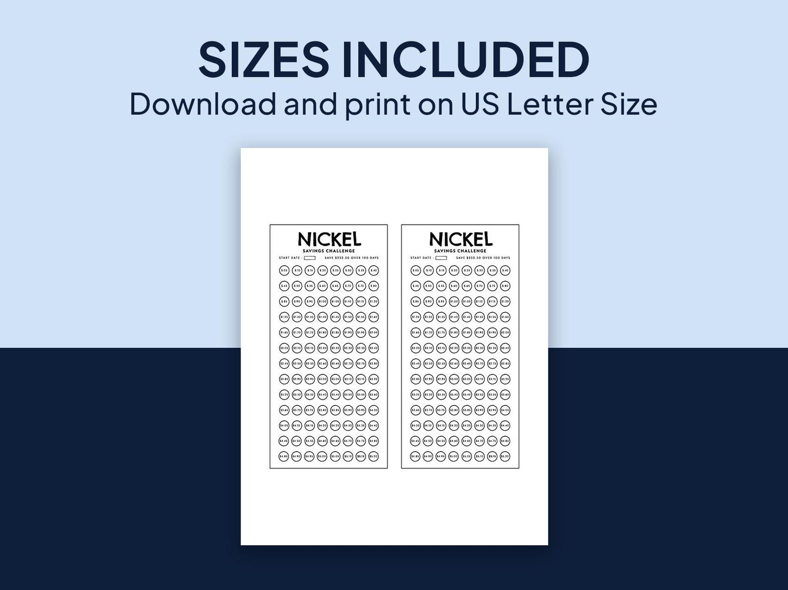 Nickel Savings Challenge Printable, Mini Savings Challenge, Coin ...