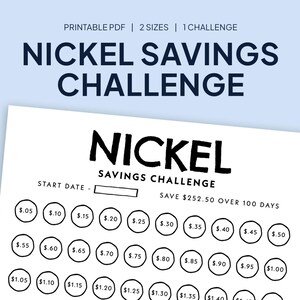 Nickel Savings Challenge Printable, Mini Savings Challenge, Coin Savings Goals, PDF, A4, US ...