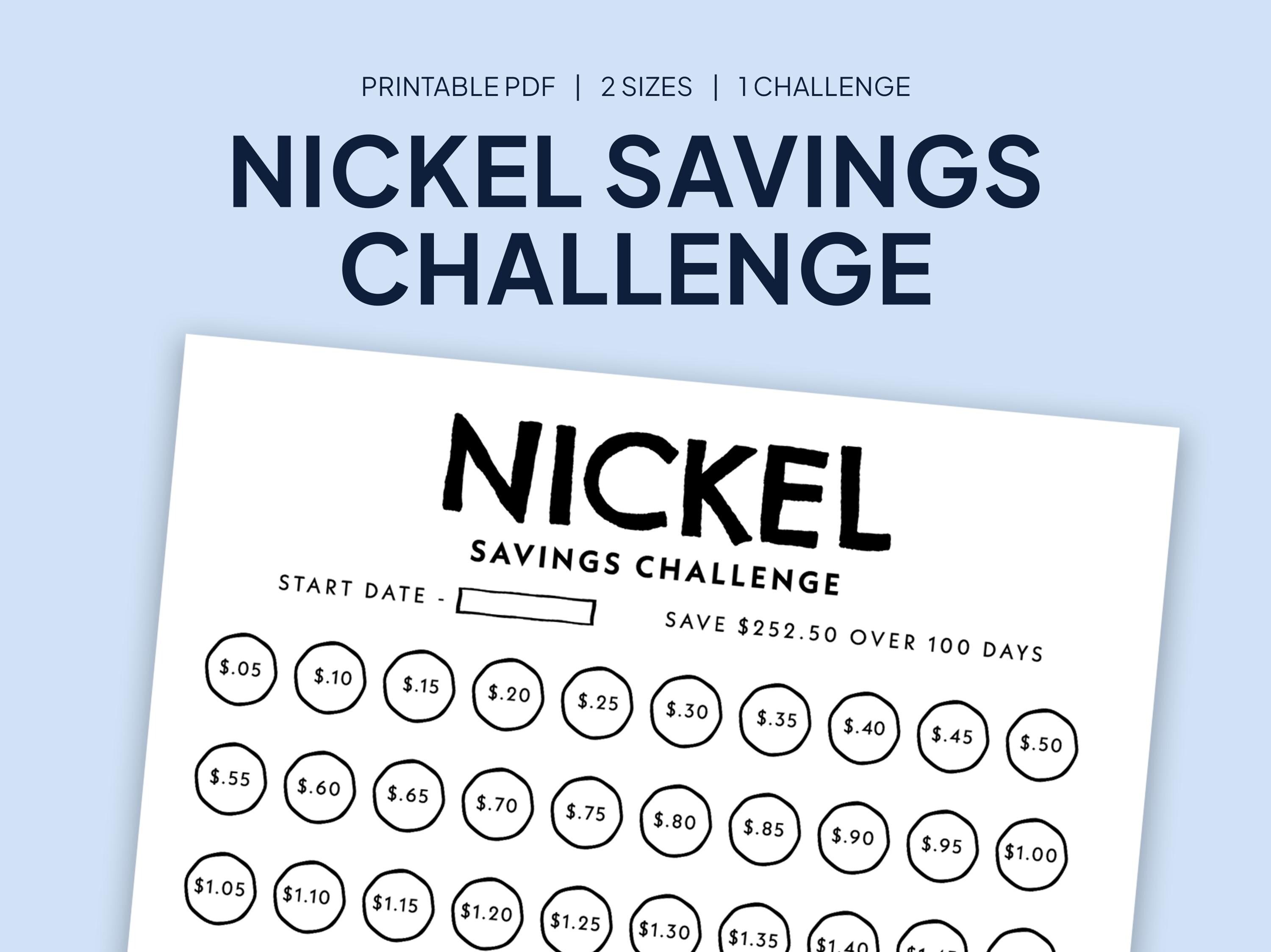 Nickel Savings Challenge Printable, Mini Savings Challenge, Coin ...