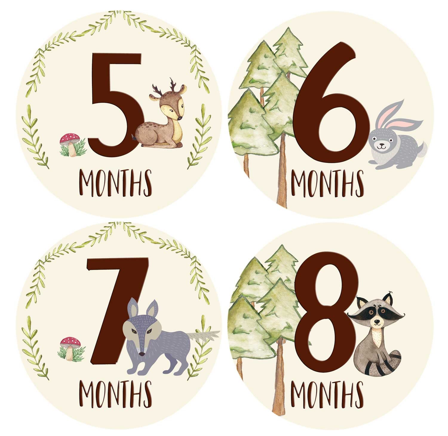 Baby Boy Rustic Month Stickers Boy Woodland Theme 1-12 Month | Etsy
