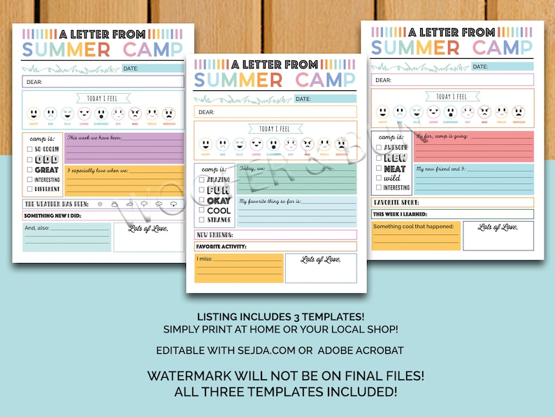 Letters From Summer Camp, Camp Letter Template, Kids Summer Camp ...