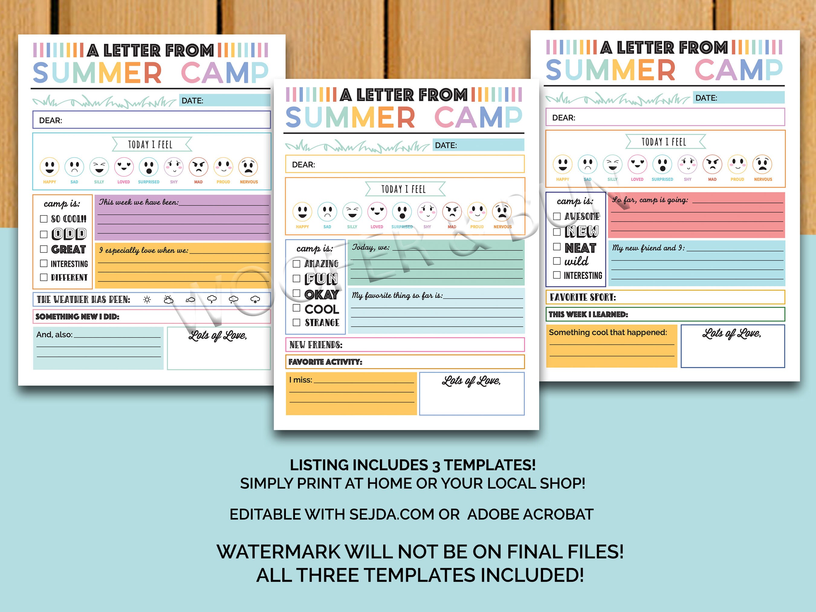 Letters From Summer Camp, Camp Letter Template, Kids Summer Camp ...