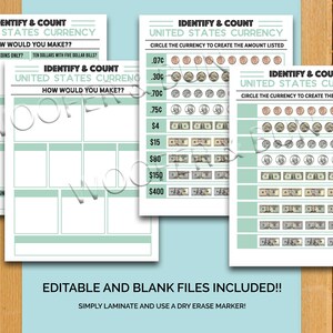 Kids US Currency Learning Pages - Count and Identify US Money - Paper ...
