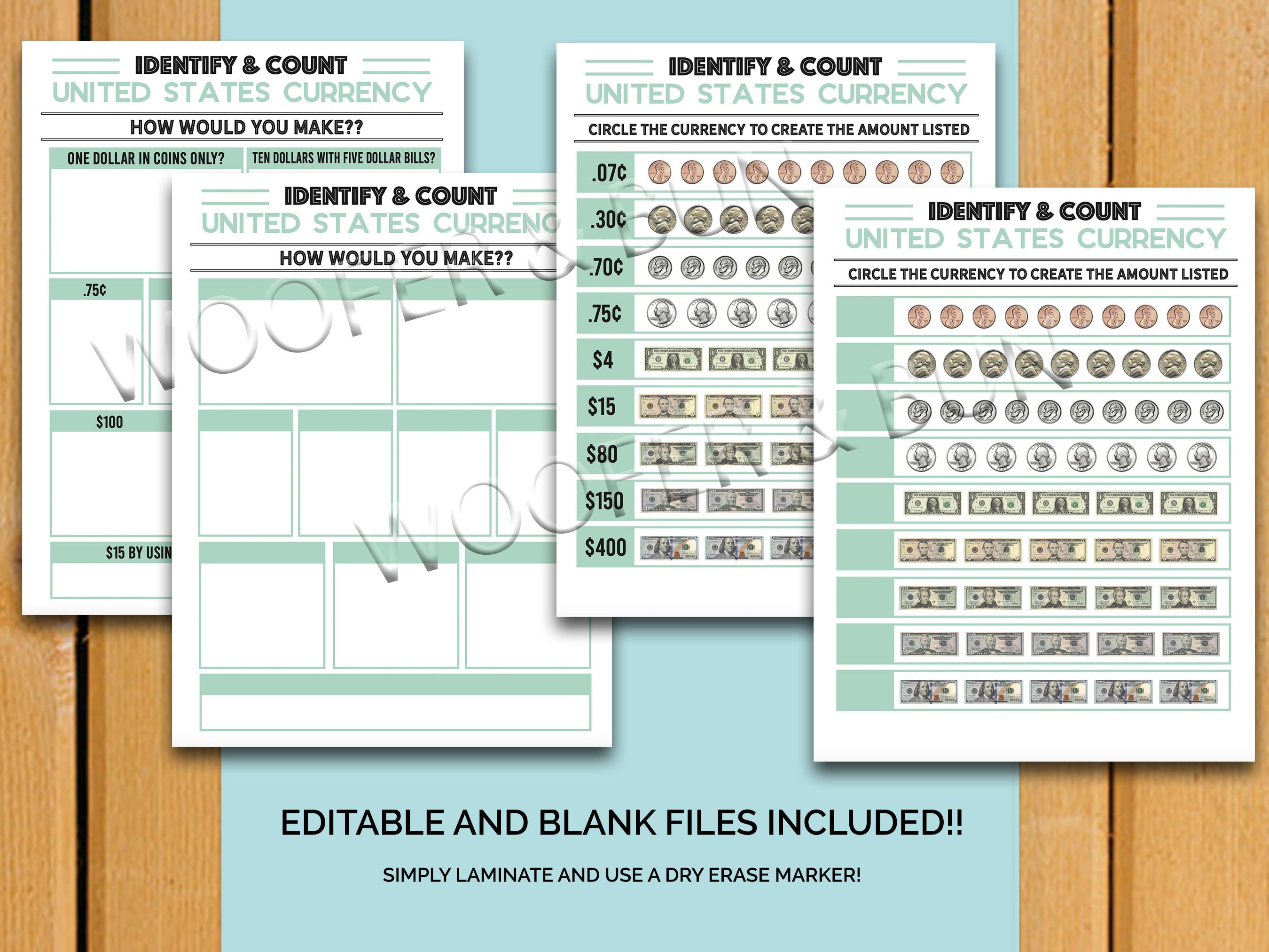 Kids US Currency Learning Pages - Count and Identify US Money - Paper ...