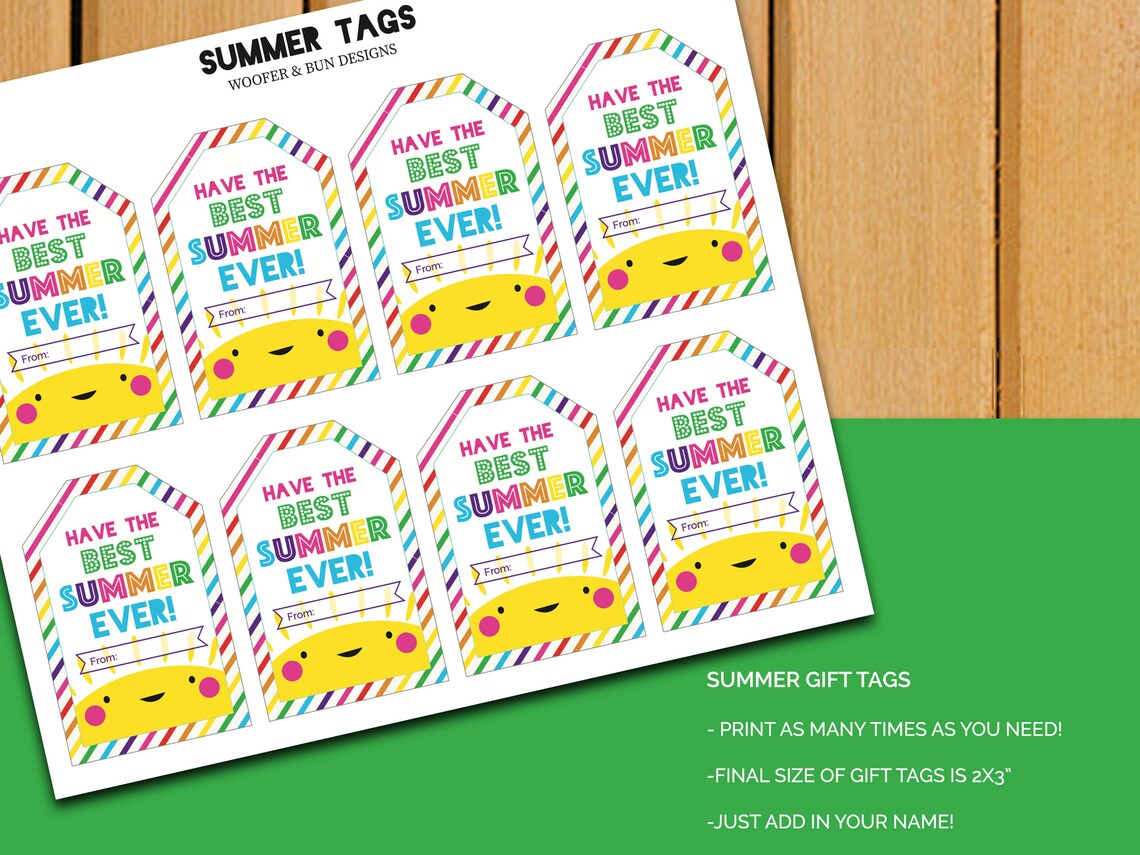 Summer Gift Tags for Class - Goody Bag End of Year Tags - Classmate ...