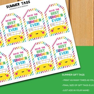 Summer Gift Tags for Class - Goody Bag End of Year Tags - Classmate ...