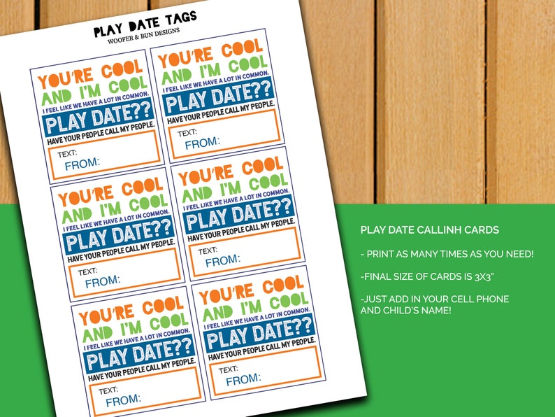 Kids Playdate Calling Card, Keep in Touch Card, Boy Mom Text Card, Kids ...