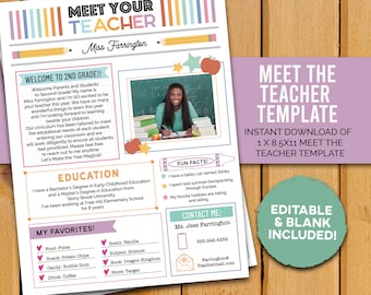 Meet the Teacher Template Watercolor Classroom Printable - Etsy