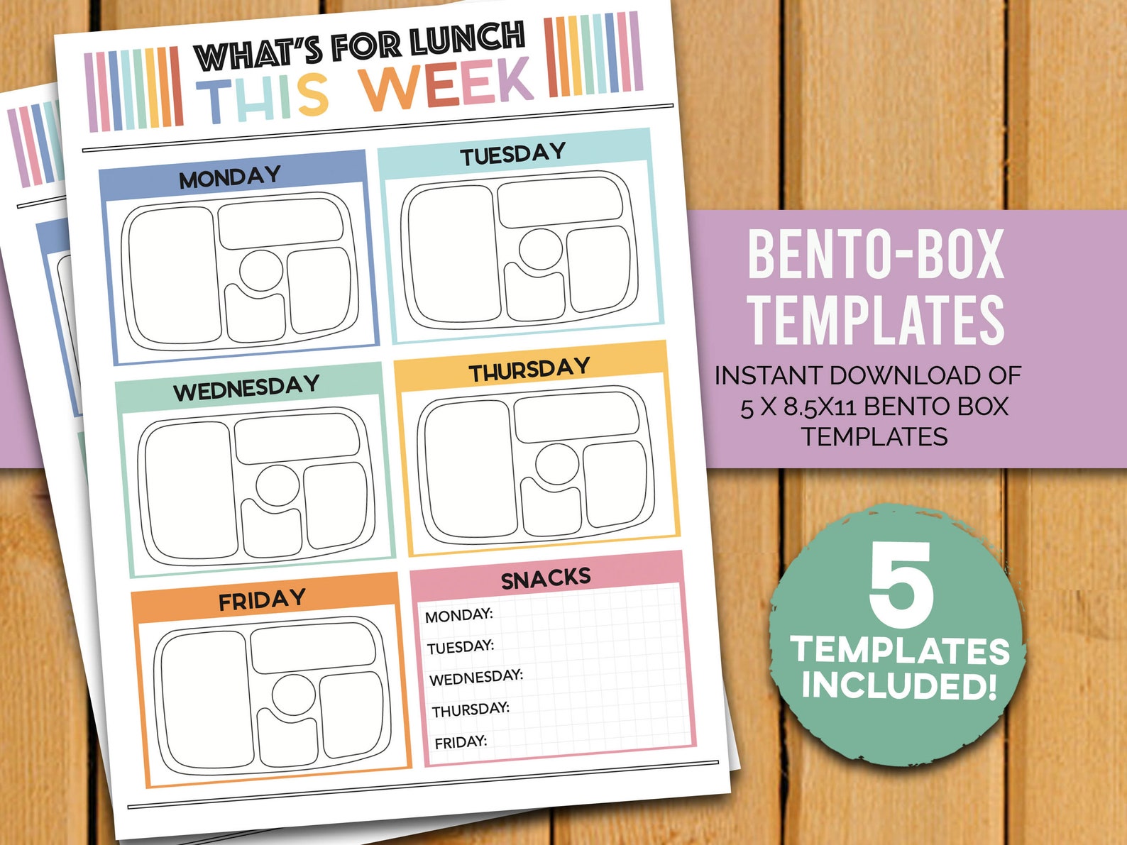 Bento Box Lunch Templates 5 Layouts Included Yumbox - Etsy
