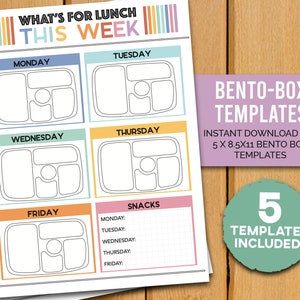 Bento Box Lunch Templates 5 Layouts Included Yumbox - Etsy