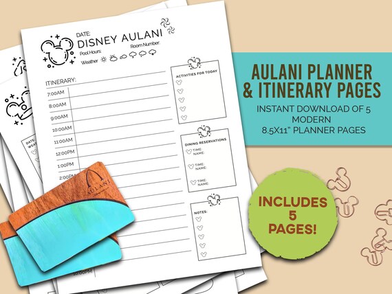 Aulani Itinerary Planner Pages Disney Aulani Hawaii Vacation - Etsy