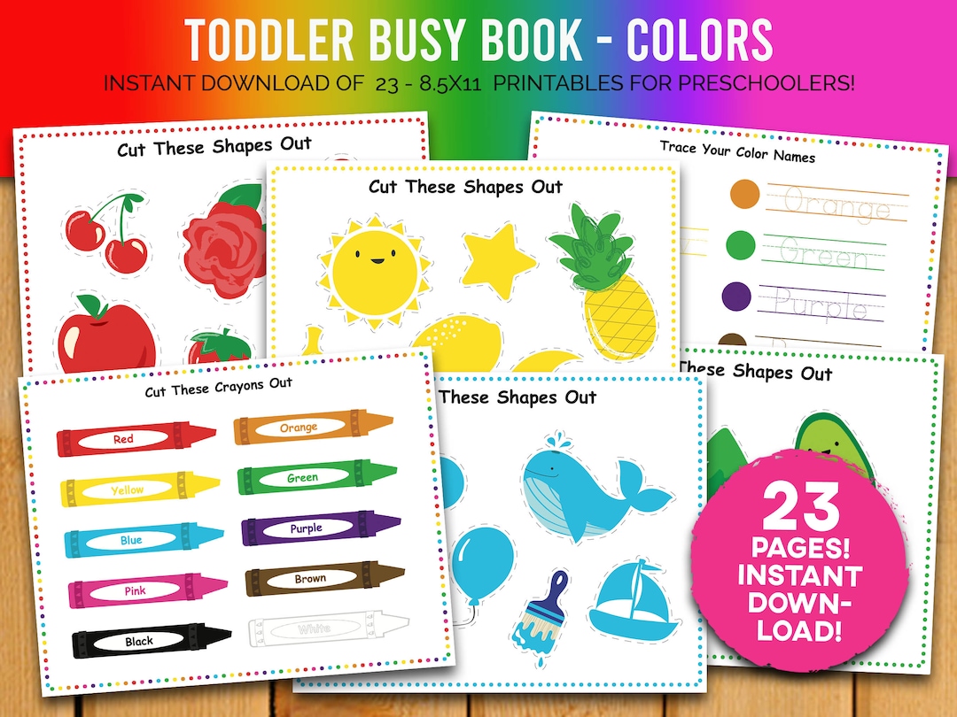 Toddler and Preschooler Color Busy Book BUNDLE - 8.5x11 INSTANT ...