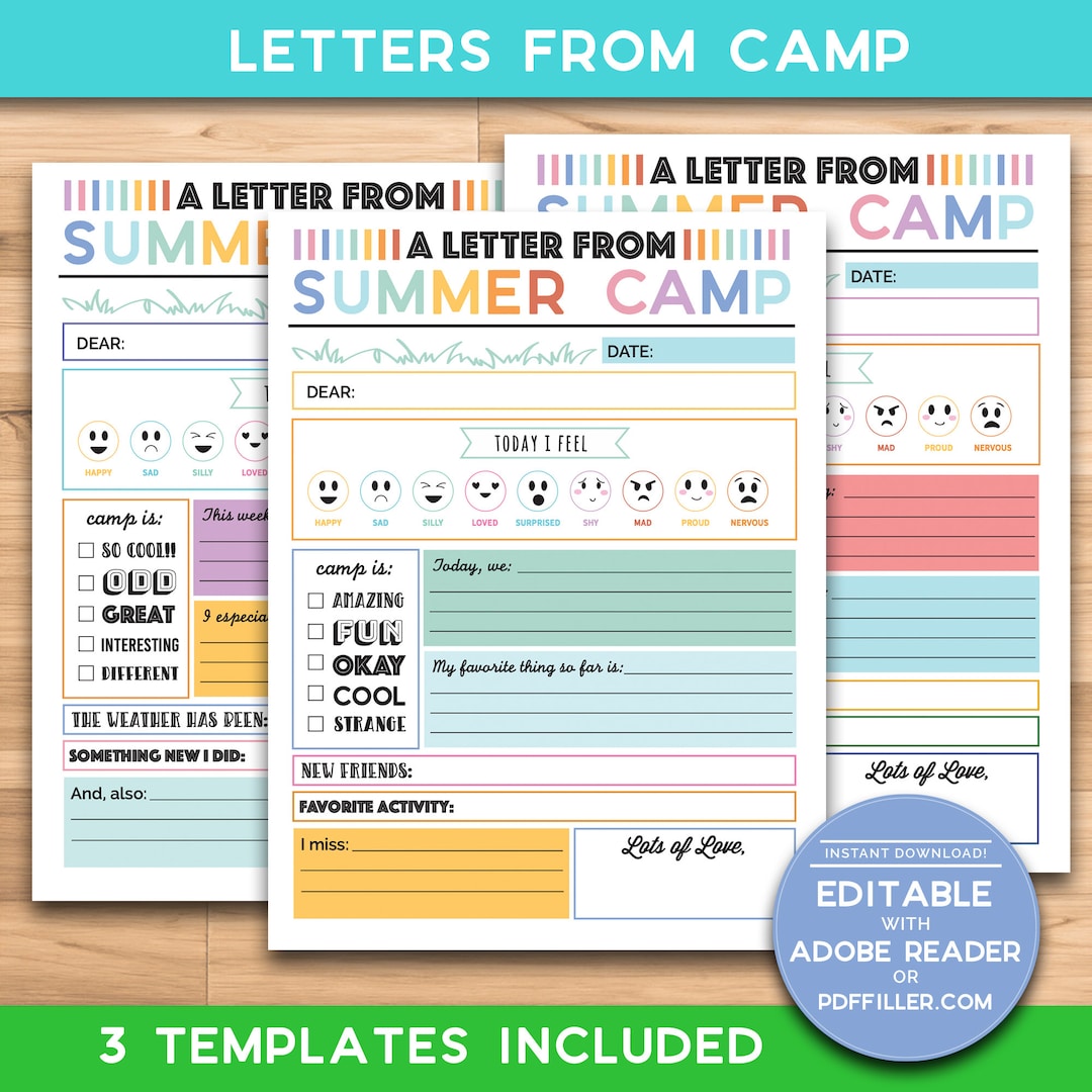 Letters From Summer Camp, Camp Letter Template, Kids Summer Camp ...