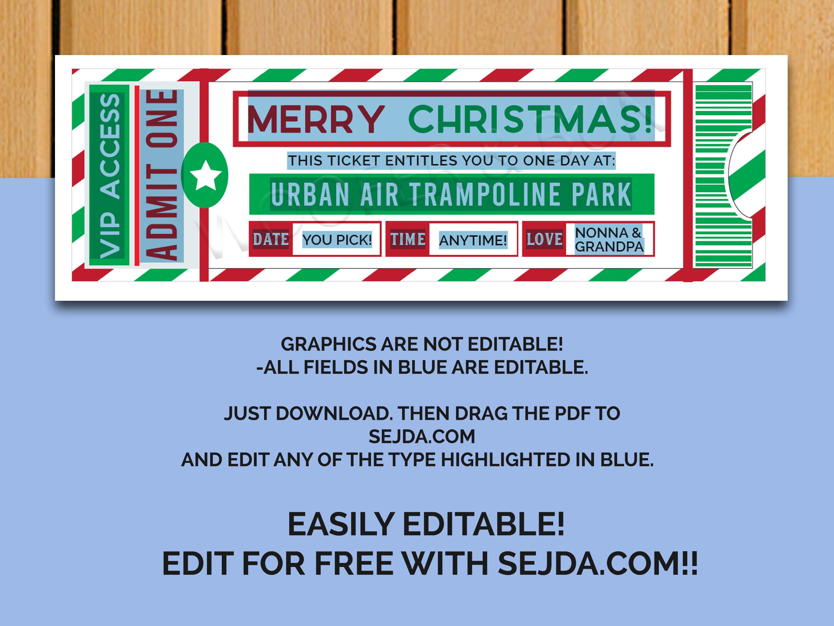 KIDS Holiday Ticket Template - Christmas Concert Template - Xmas Gift ...