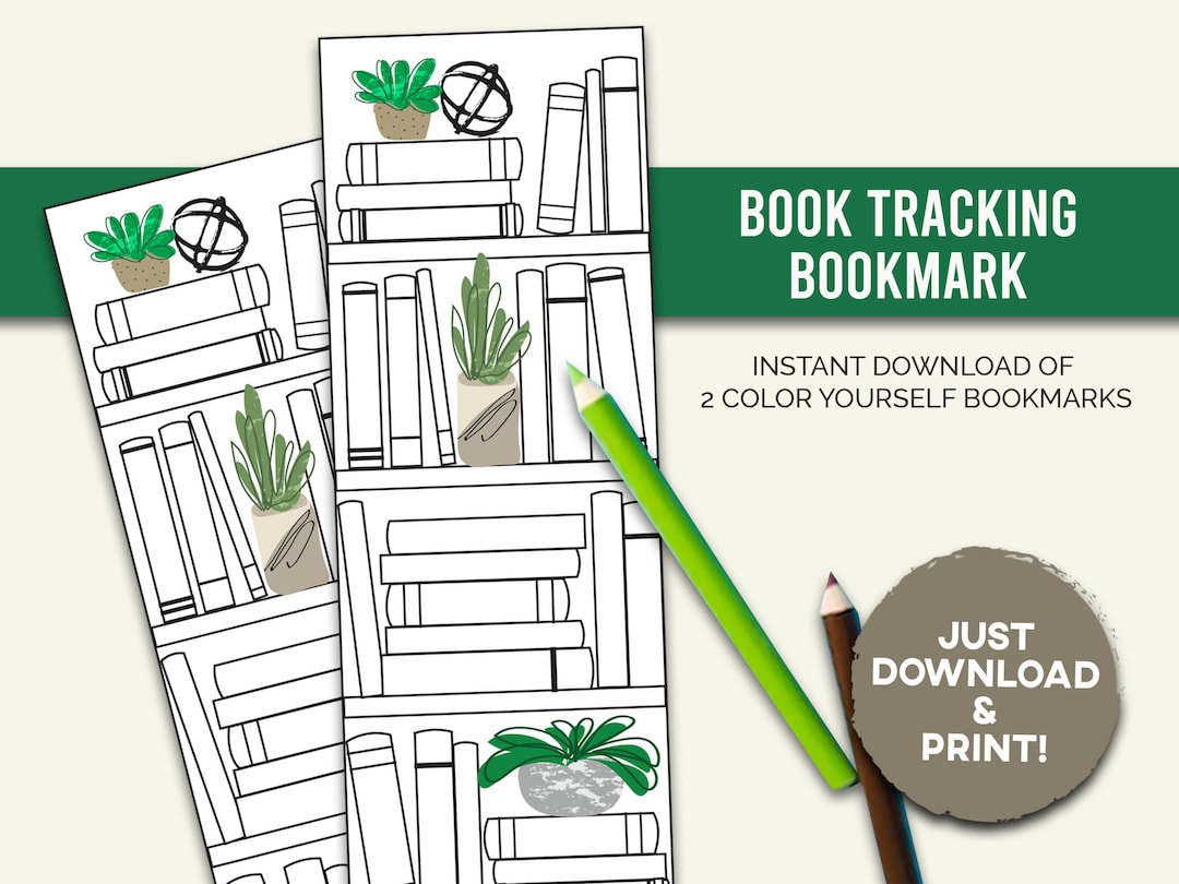 Printable Book Tracker Bookmark - Instant Download - 2x7" Color ...