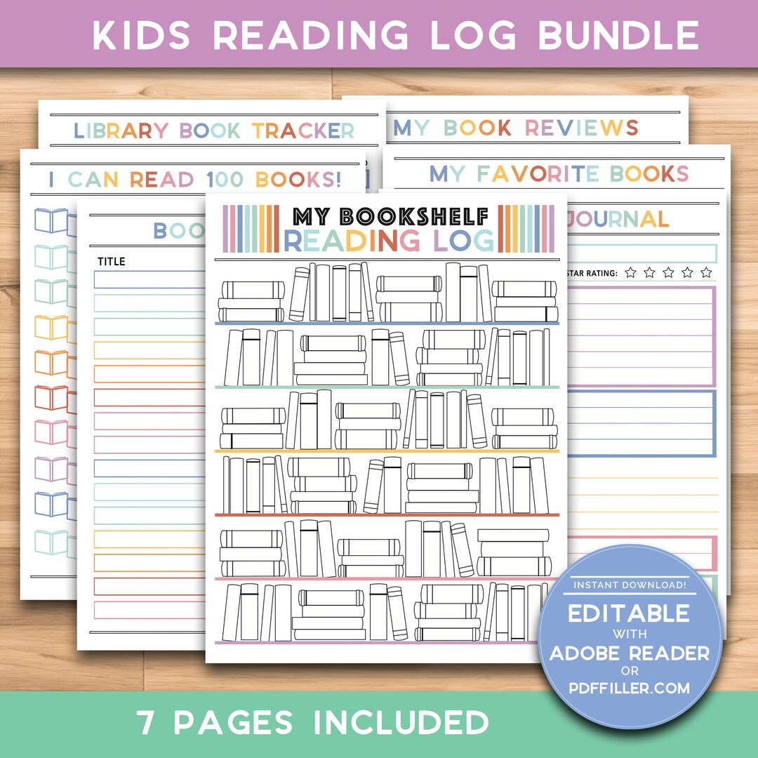 Kids Reading Log | Reading Journal Printable | Book Tracker | 100 Books ...