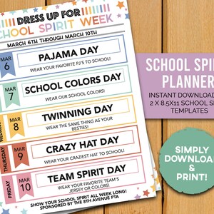 School Spirit Planner & Template 8.5x11 Elementary Teacher PTA PTO ...