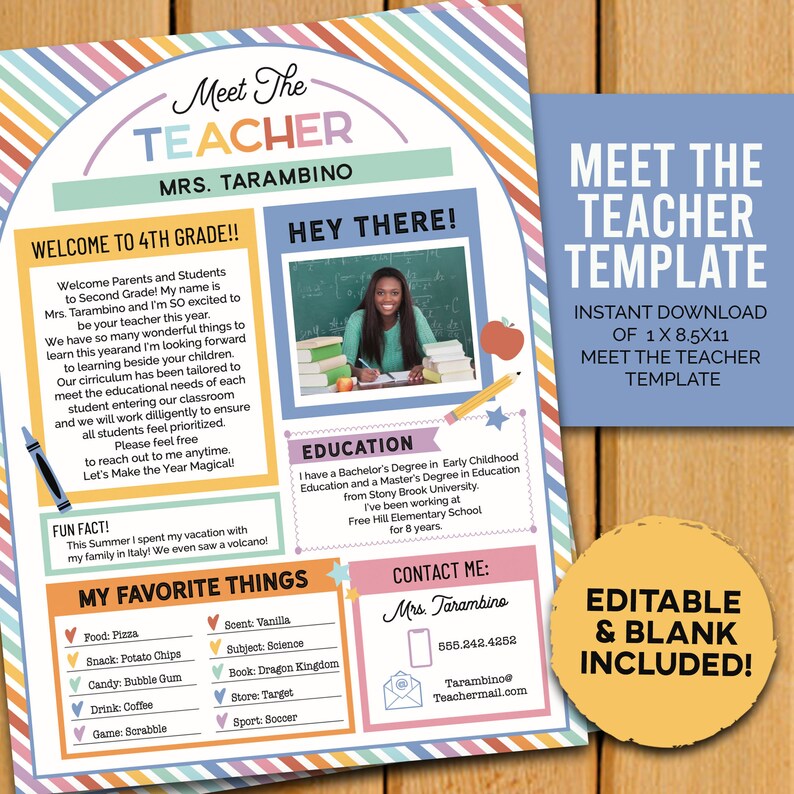 Rainbow Meet the Teacher Flyer, Colorful Editable Template, Back to ...