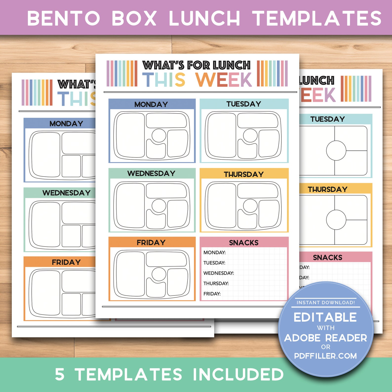 Bento Box Lunch Templates - 5 Layouts Included! - Yumbox, Bentgo ...