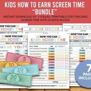 Screen Time Checklist Kids & Teens How to Earn Screen Time BUNDLE Plus ...
