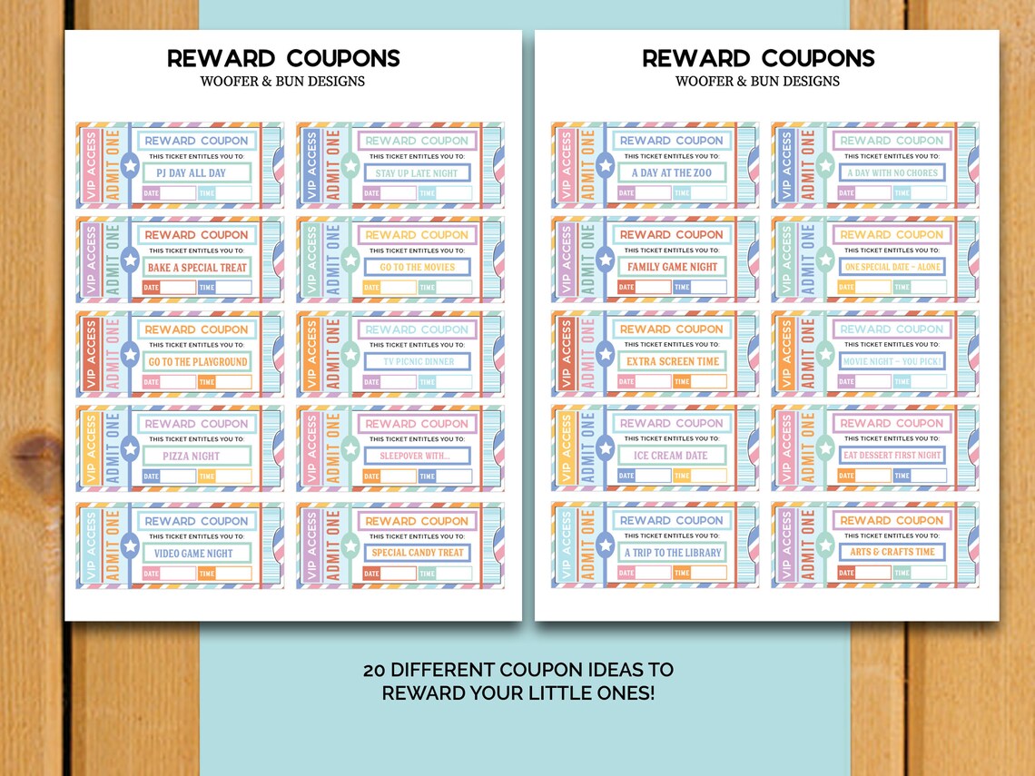 Kids Reward Coupons, Reward Bucks, Chore Coupons, Mom Bucks, Printable ...