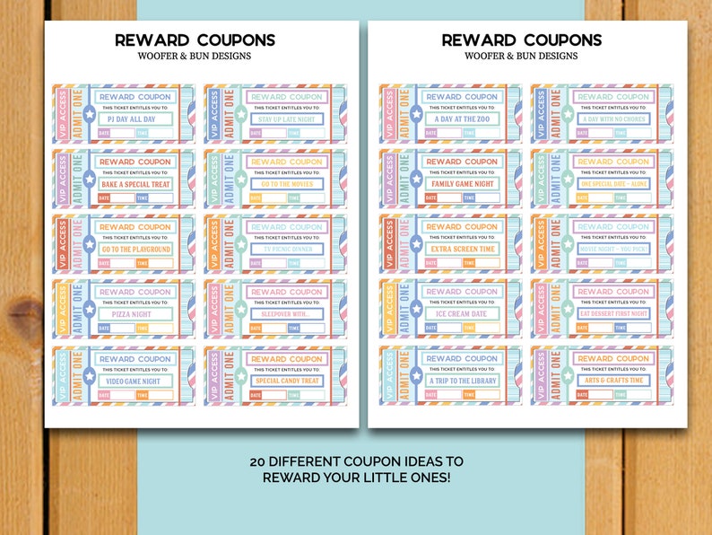 Kids Reward Coupons, Reward Bucks, Chore Coupons, Mom Bucks, Printable ...