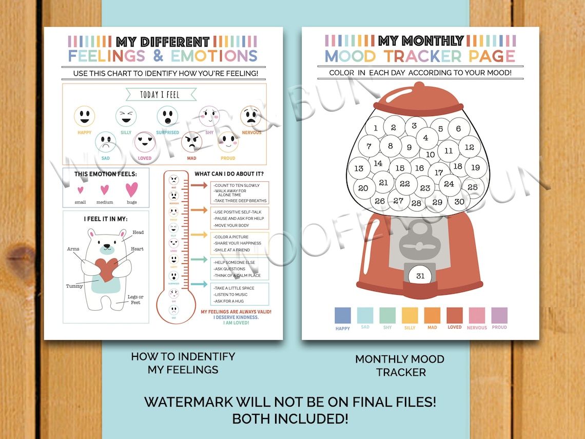 Mood Tracker Printable for Kids, Tweens & Teens Emotions Chart ...