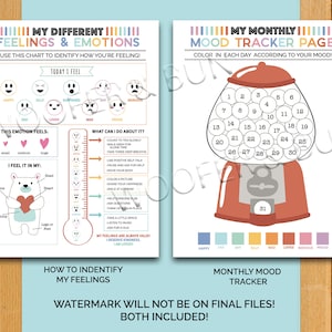 Mood Tracker Printable for Kids, Tweens & Teens Emotions Chart ...