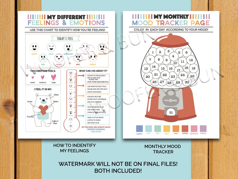 Mood Tracker Printable for Kids, Tweens & Teens Emotions Chart ...